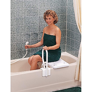 Carex Portable Shower Bench - Shower Bath Seat - Fits tub having width in the range of 19"-28". Comfortable Contoured Seating Area with 300 Pound Weight Capacity, Portable and Easy to Store