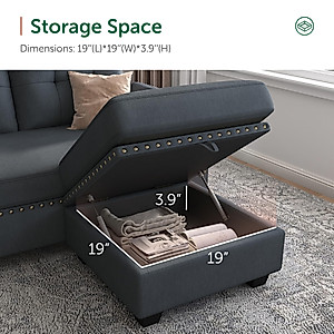 HONBAY Convertible Sectional Sofa L Shaped Couch Reversible Sectional for Small Apartment, Bluish Grey