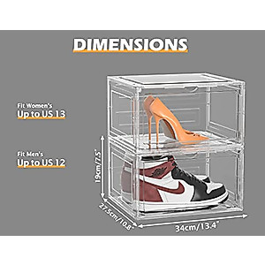 HOMIDEC Shoe Storage, 6 Pack Shoe Organizer, Shoe Boxes Clear Plastic Stackable, Closet Organizers and Storage for Display Sneakers, Heels, Purse, Collectibles, Makeup