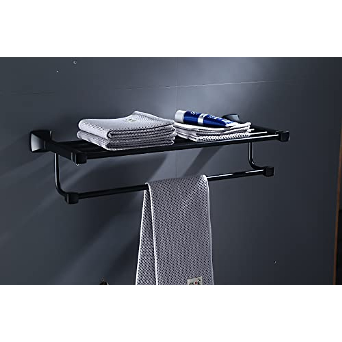 Black Towel Rack and Towel Holder with Luxury Design for Bathroom Wall,Bathroom Hardware,Matte Black Bathroom Accessories