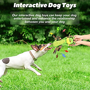 Letsmeet Dog Squeak Toys Plush Dog Toy with Crinkle Paper and Ropes - Small Puppy Toys Interactive Dog Toys for Small, Medium, Large Dogs