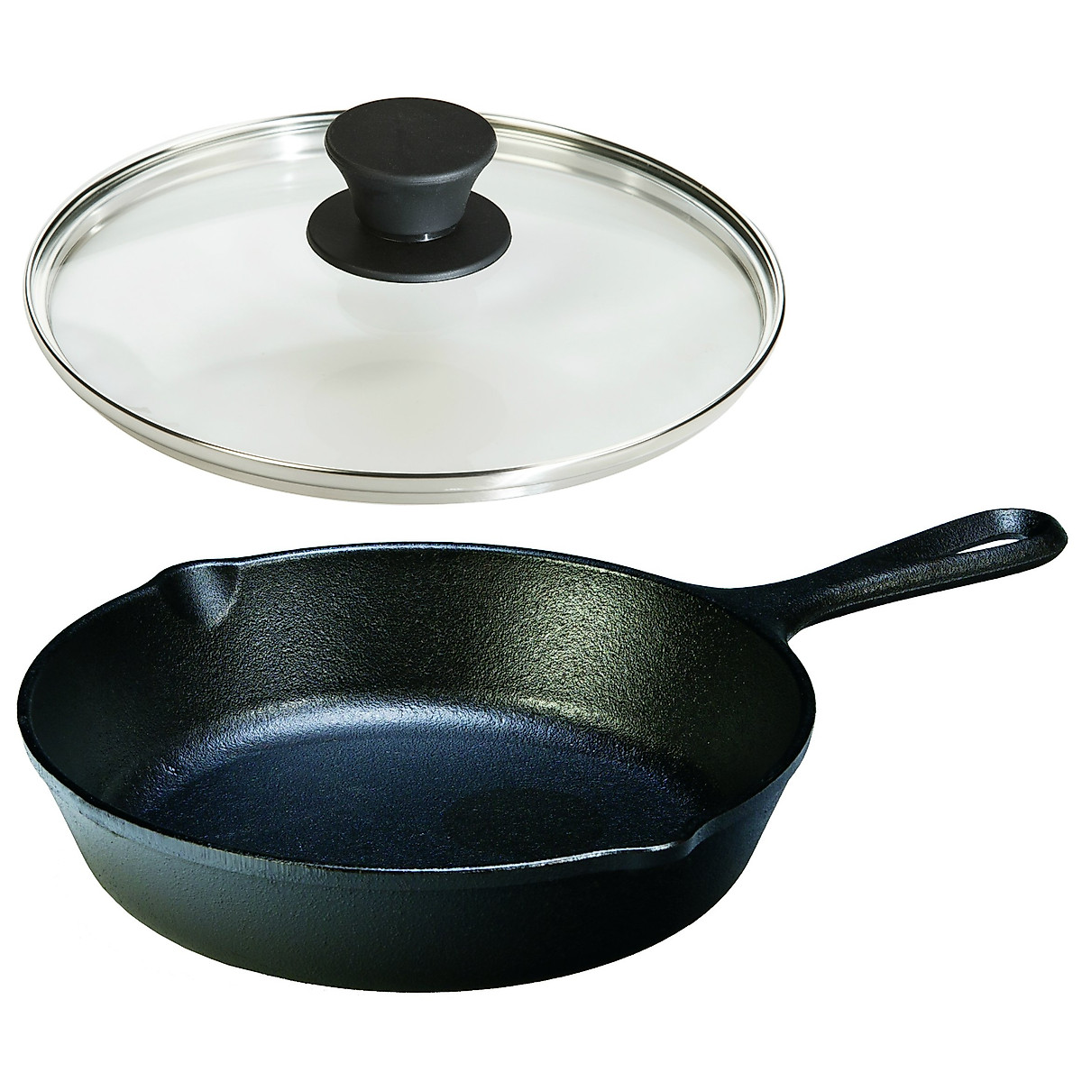 Lodge Seasoned Cast Iron Skillet with Tempered Glass Lid (8 Inch) - Cast Iron Frying Pan with Lid Set