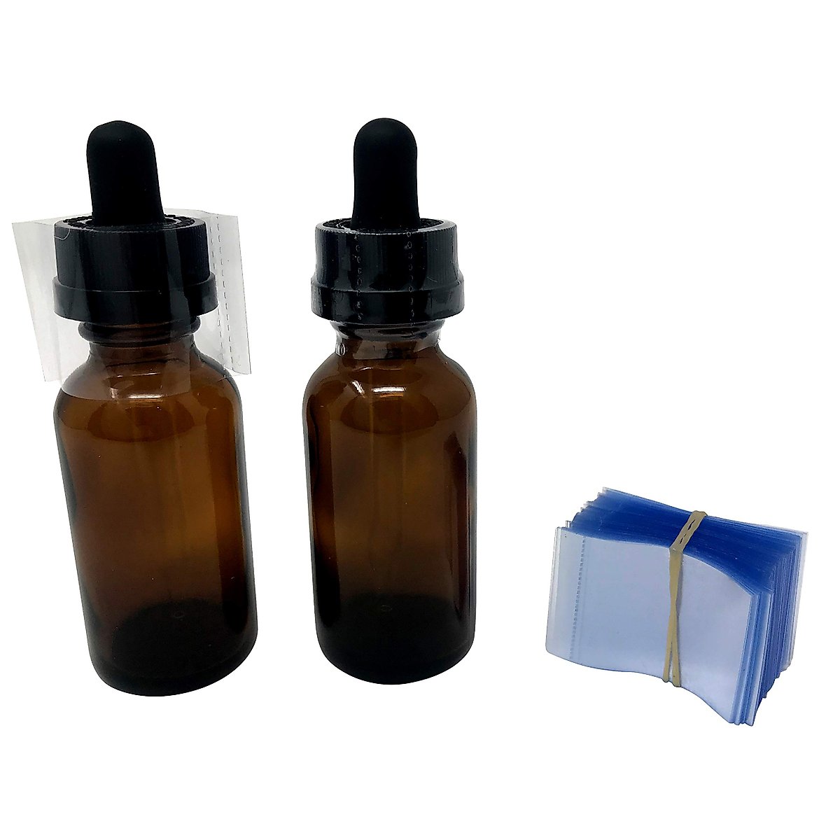 Clear Perforated Shrink Bands for Liquid Bottles and Dropper Bottles [7/8" - 1 1/8" Diameter] (100 Pack)
