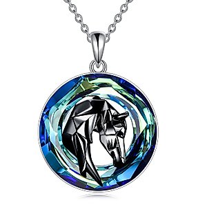 ONEFINITY Horse Necklace Sterling Silver Origami Horse Pendant Necklace With Crystal Christmas Day Gifts for Women Wife Girlfriend