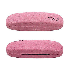 CHZZMS 6 Pack Hard Shell Eyeglasses Case Protector Linen Fabrics Glasses Case for Men Women