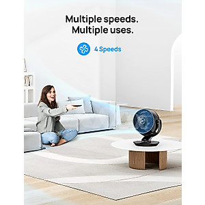 Dreo Fan for Whole Room, 70ft Powerful Airflow, 13 Inch Quiet Oscillating Table Fans with Remote, Air Circulator Fan for Bedroom, 120° Adjustable Tilt, 4 Speeds, 8H Timer, Home,Office