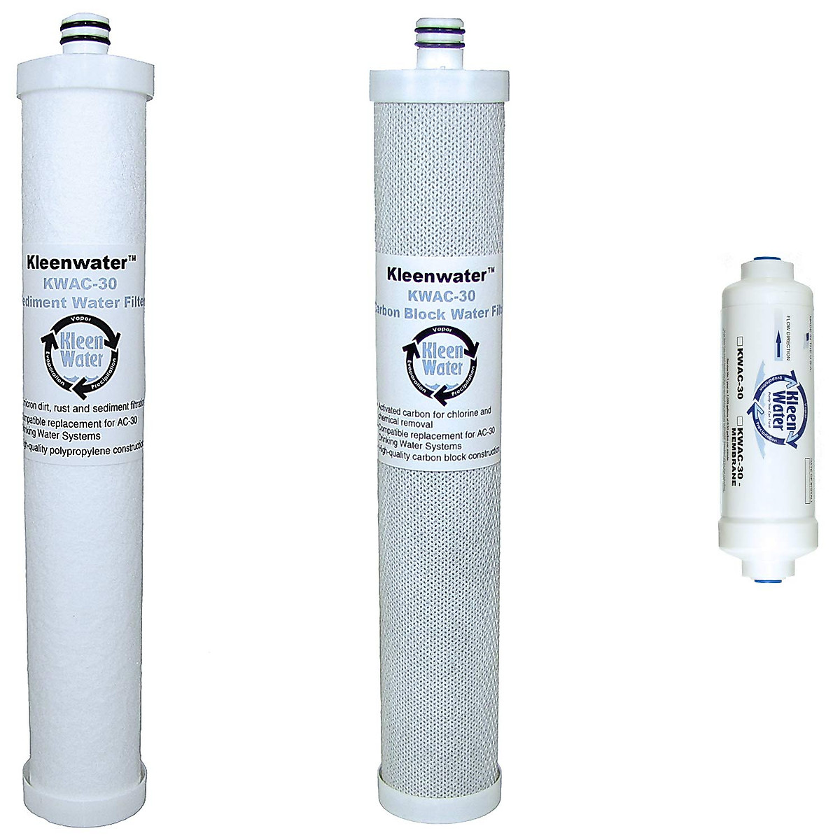 KleenWater KWAC-30 Reverse Osmosis System, Compatible with Culligan AC-30, AC-50 and LC-50, 3 Piece Set, Made in the USA