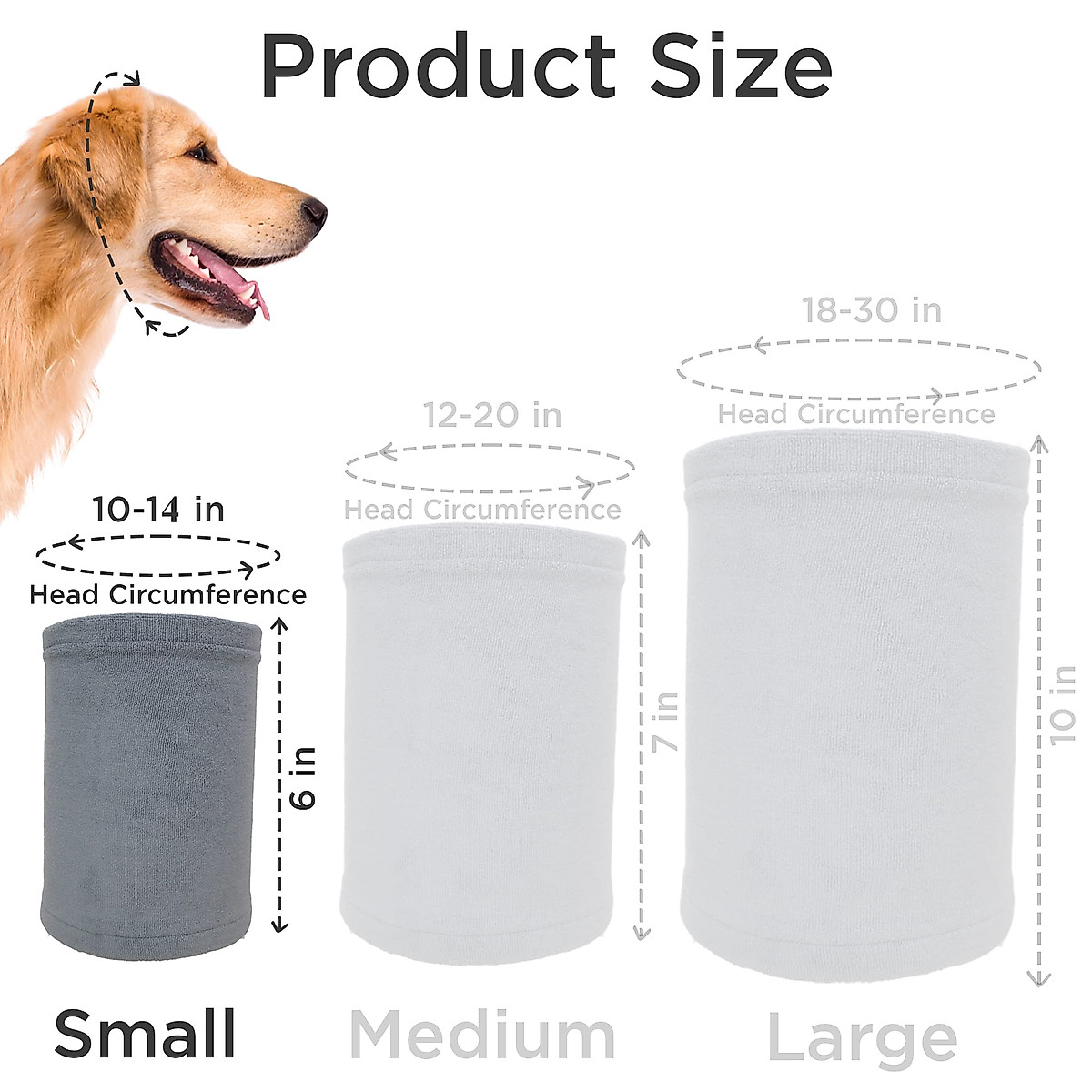 SIMENA No Shake Ear Wraps for Dogs, Stretchy Dog Ear Muffs, Dog Ear Cover Against Flap, Stressing Effect of Loud Noise, Head Wrap to Keep Your Dogs Ears Warm (Small (10-14" x 6"), Grey)