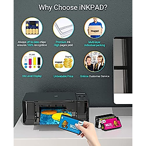 iNKPAD Remanufactured Ink Cartridge Replacement for HP 962 962XL, High Yield 962XL Ink Cartridge Combo Pack Work with HP OfficeJet Pro 9012 9015 9025 9015e 9010 9018 9020 9025e Printer (BCMY, 4 Pack)