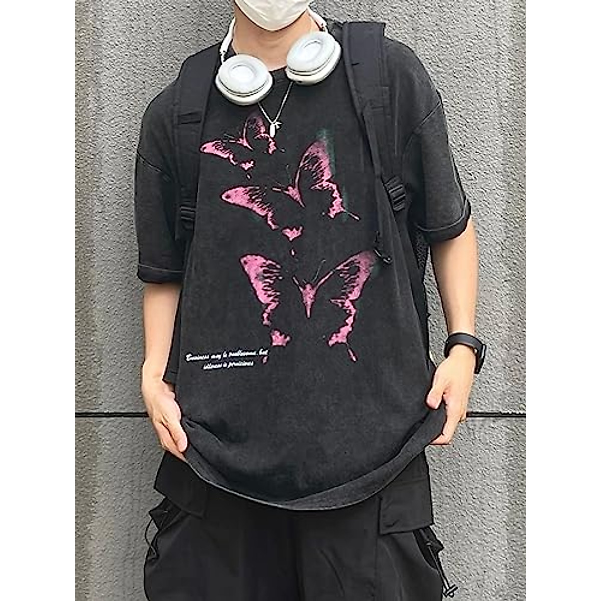 Aelfric Eden Butterfly Graphic Tees Y2k Mens Oversized T Shirts Women Vintage Streetwear Shirts Aesthetic Shirts