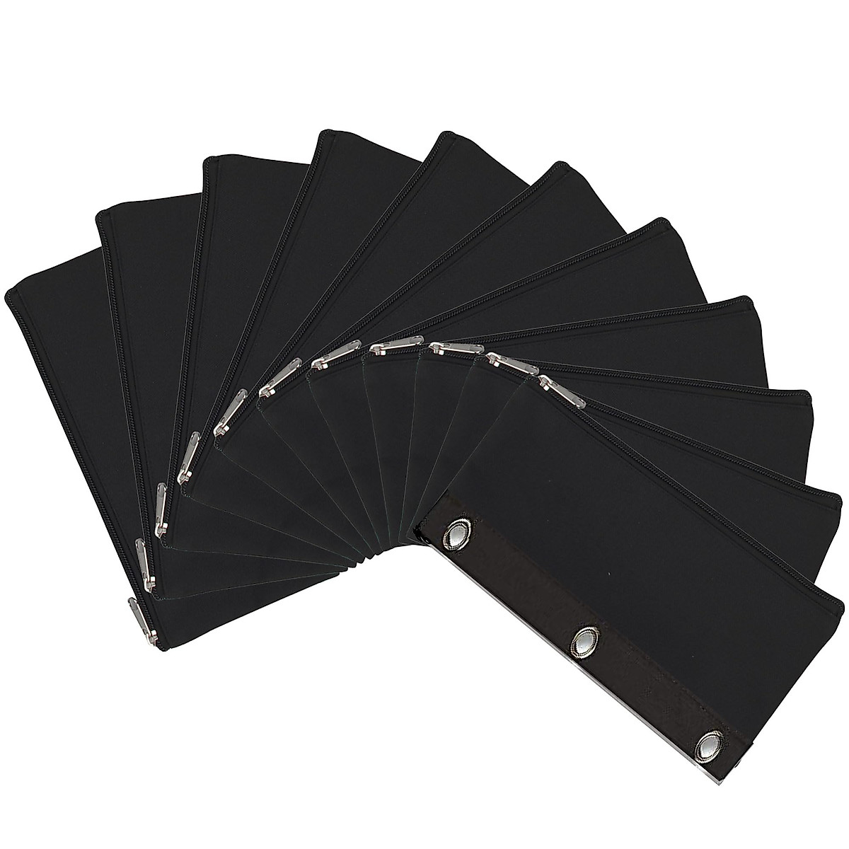 Pencil Pouch for 3 Ring Binder Bulk Pencil Bags with Zipper, Large Binder Pencil Pouch Bundle for School, Offices, Budgeting (96 Pencil Cases in Black)