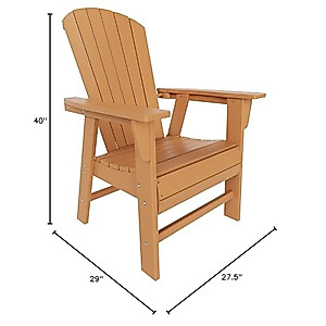 WO Outdoor Adirondack Dining Chair Lounger Seat Retro Beach Aesthetic Seat Furniture for Outside Restaurant Dining, Home, Balcony, Terrace, Lawn, Pool, Deck, Garden (Teak)