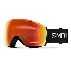 SMITH Skyline Black/ChromaPop Everyday Red Mirror Medium fit Ski Goggles For Men For Women + BUNDLE with Designer iWear Eyewear Kit