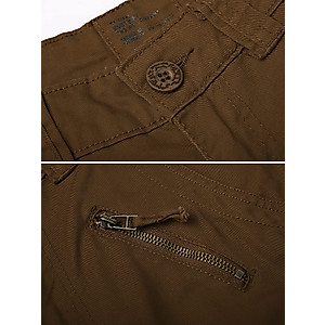 OCHENTA Men's Casual Military Cargo Pants Relax Fit, 8 Pockets Work Combat Outdoor Hiking Slacks Brown Coffee 30