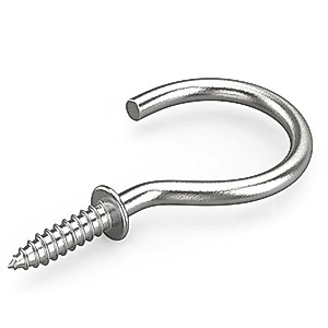 Hulless 1 Inch Metal Cup Hooks Ceiling Screw Hooks 120 Pcs for Attachment and Suspension, Silver