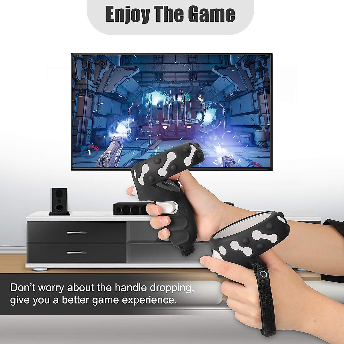 Eyglo Touch Controller Grip Cover & Face Silicone Cover for Oculus/Meta Quest 2,Anti-Throw,Sweatproof Protective Covers