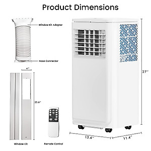 PUKAMI 8000 BTU Portable Air Conditioners,Portable AC Cools up to 350 Sq.Ft,Room Air Conditioner with Remote Control,Dehumidifier & 3-in-1 Floor Standing Air Conditioner 24Hrs Timer