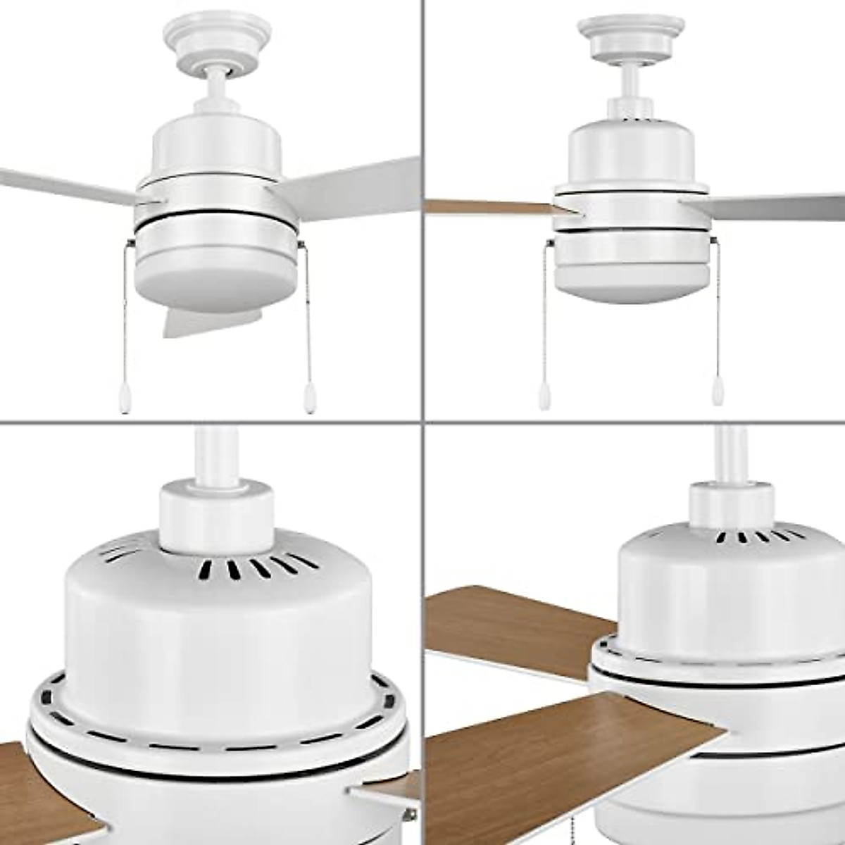 Progress Lighting P250076-028-WB Trevina V 3-Blade Modern Indoor Ceiling Fan Satin White with Light Kit and White Opal Shade