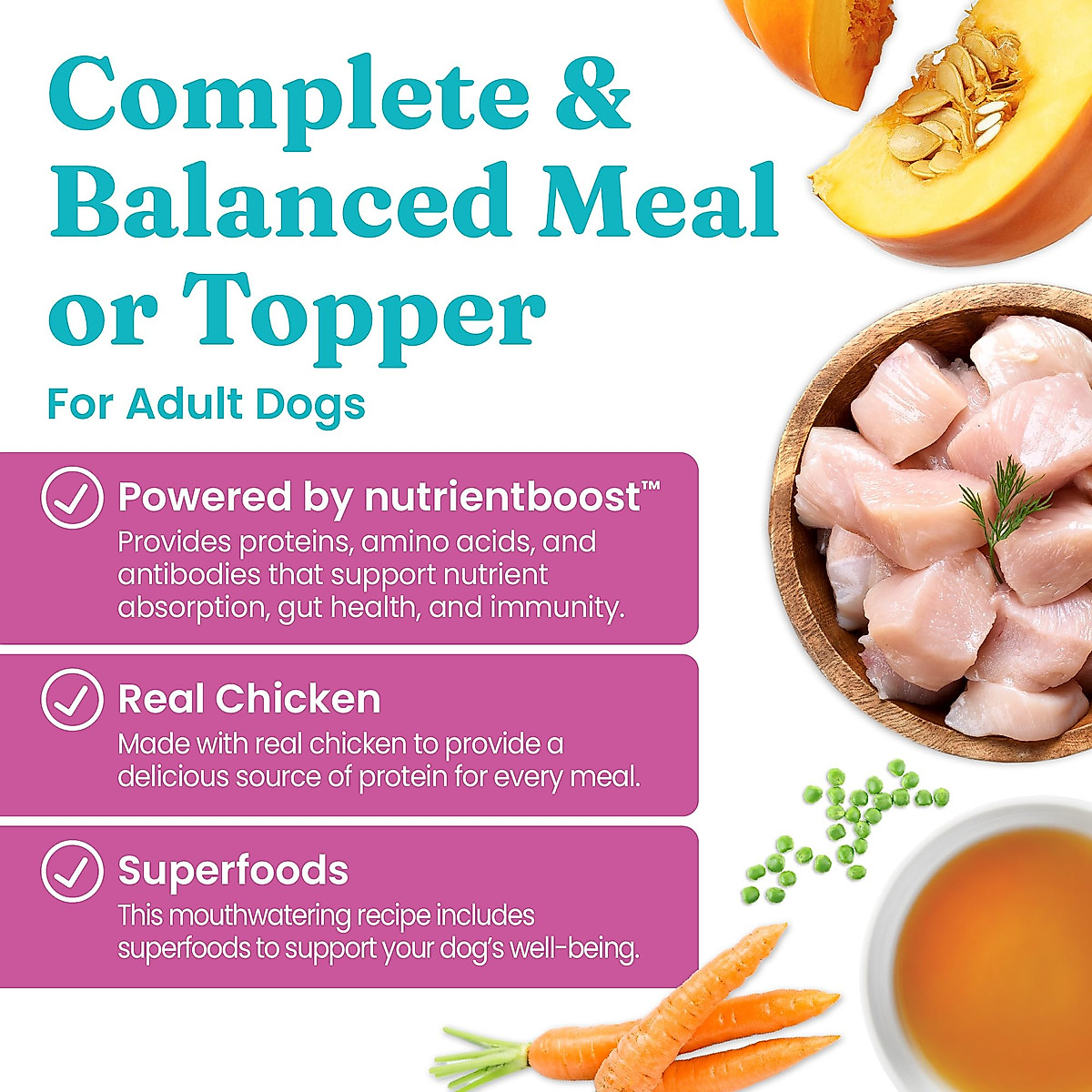 Solid Gold Wet Dog Food Topper & Meal Cups - All Ages, Puppy & Senior Wet Dog Food Small Breed & Large Breed, Sensitive Stomach Wet Dog Food - for Digestion, Chicken, Beef & Pumpkin, 3.5oz Pack of 6