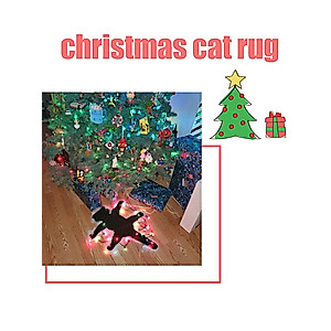 UIYIHIF 23 Inch Cute Fried Cat Plush Carpet with Lights Cat Blanket Area Rug Children Room Rug Fluffy Cat Rugs for Christmas Funny Christmas Lights Decoration, Xmas Gift for Family Friends(Lanterns)