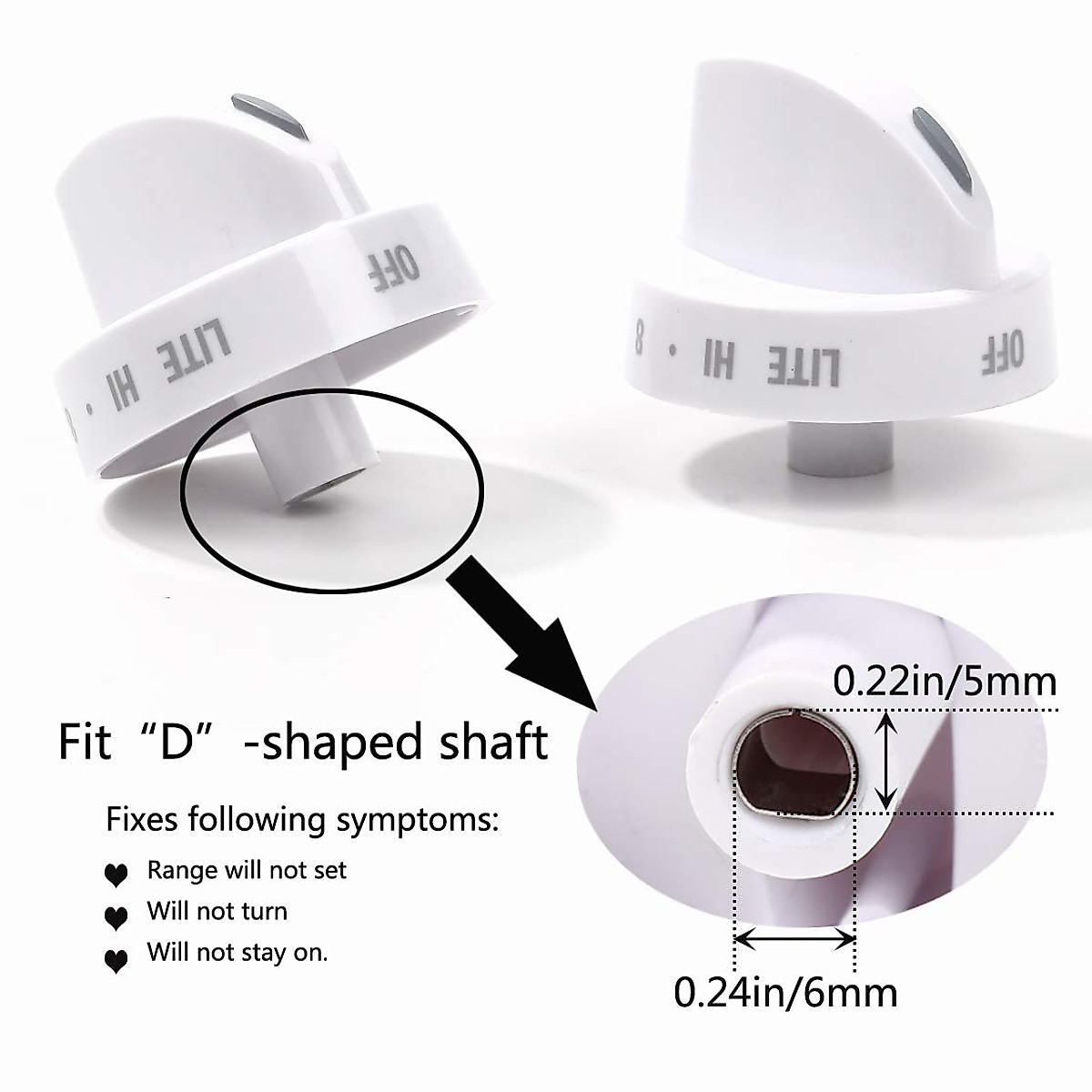 Reyhoar Range Surface Burner Knob Replacement Part 316442512 Compatible with Frigidaire & Kenmore & Sears Range Oven - Replaces PS2332410, AP4327159, FRG316442512, 1 Pcs, White