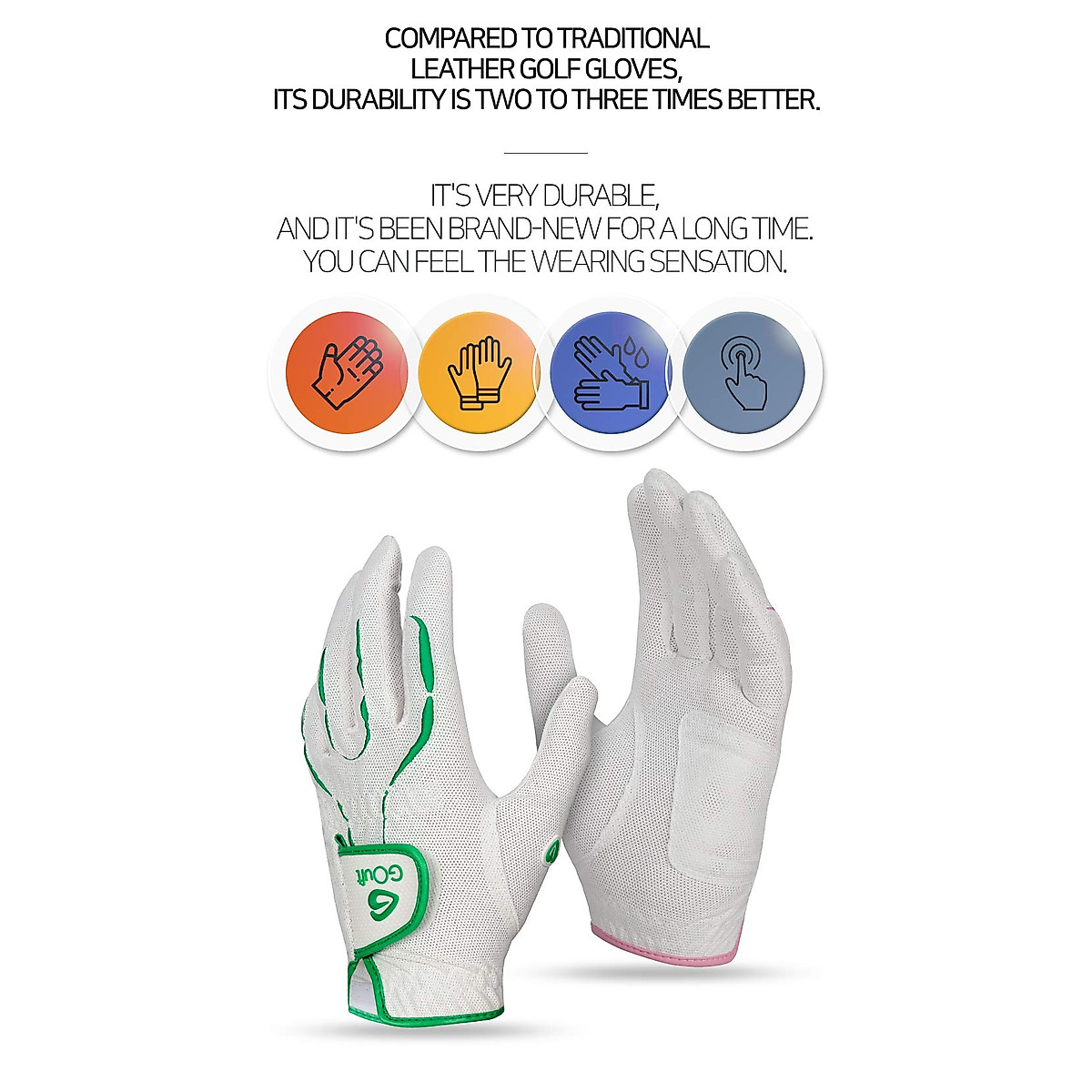 GOuft Cool Skin Functional Golf Glove for Men and Women (Green, 24 (Left-Hand))…