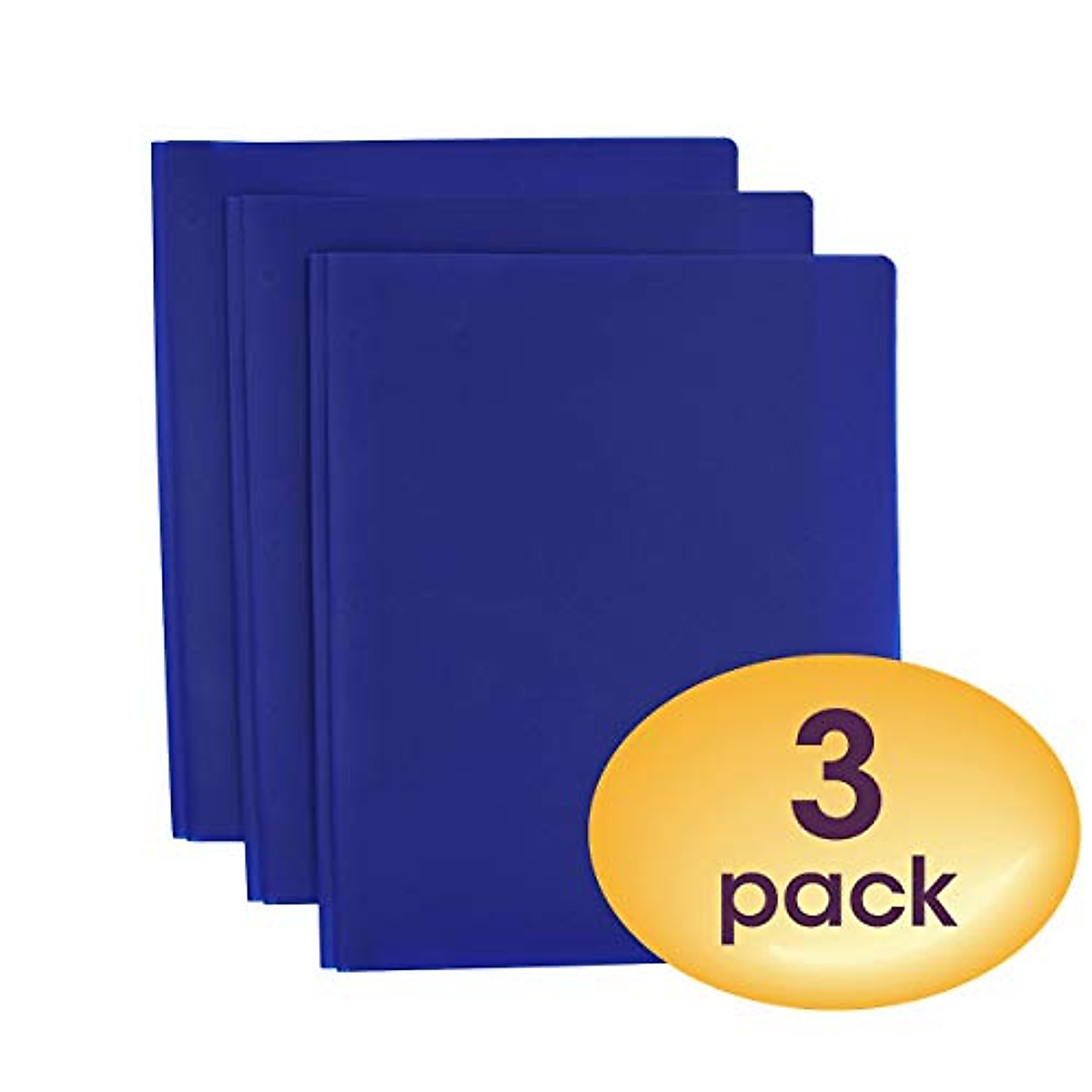 Smead Poly Two-Pocket Folder, Three-Hole Punch Prong Fasteners, Letter Size, Blue, 3 per Pack (87731)