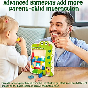 Wooden Blocks Puzzle Brain Teasers Toy Tangram Jigsaw for Kids 3D Russian Blocks Montessori STEM Educational Toy Pattern Blocks Gift for 3 4 5 6 7 Year Old Boys Girls