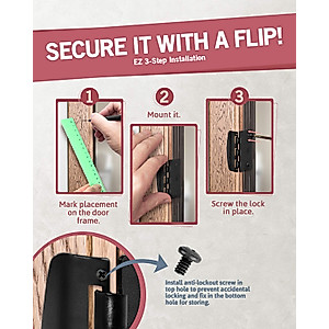 Jack N’ Drill Flip Action Door Lock (6 Pack)- Reversible Privacy Door Locks with Anti Lockout Screw for Child Proofing and Home Defense, Easy to Install and Durable Lock for Interior Swing-in Doors