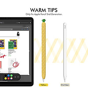 AhaStyle Cute Fruit Design Case Sleeve for Apple Pencil 2nd Gen, Silicone Soft Protective Cover Accessories Compatible with Apple Pencil 2nd Generation, iPad Pro 11 12.9 inch (Yellow)