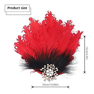 GENBREE 1920s Flapper Headpiece Feather Hair Clip Crystal Headband Prom Party Head Accessories for Women and Girls