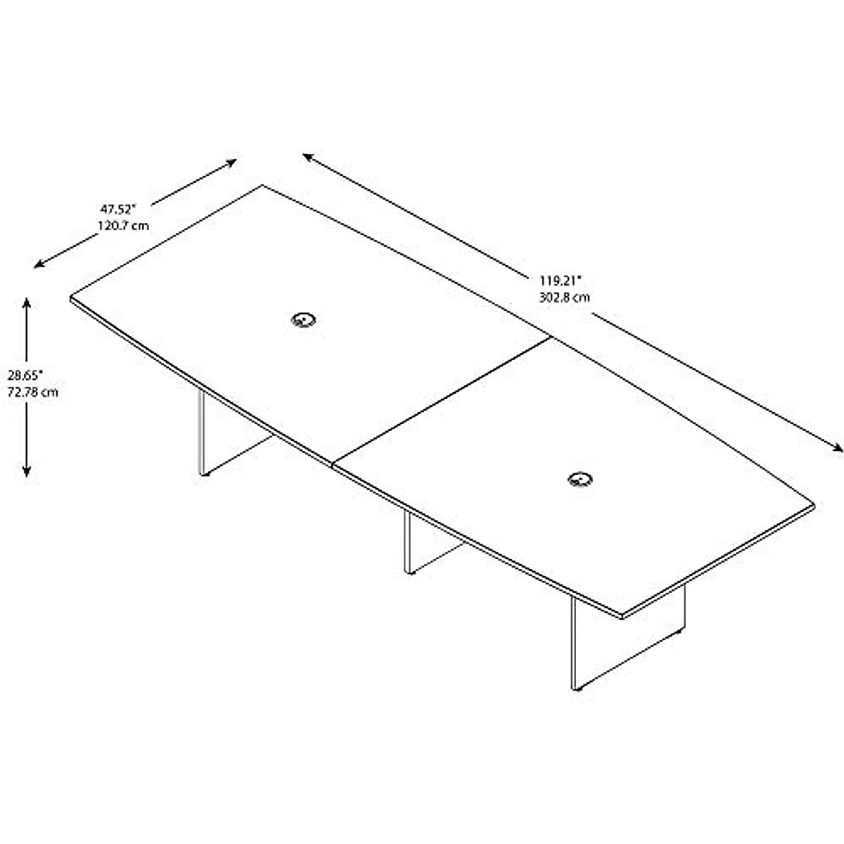 Bush Business Furniture 120" x 48" Boat Top Conference Table with Wood Base, Mocha Cherry