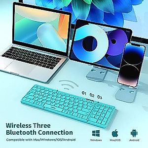 seenda Folding Keyboard with Number Pad, Portable Foldable Bluetooth Keyboard for Travel, Full-Size Rechargeable Keyboard for Laptop Tablet PC Smartphone Windows iOS Android - Green