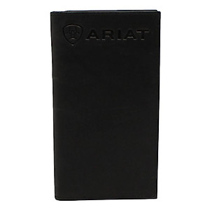 Ariat Men's Black Leather Bifold Wallet with Embossed Logo