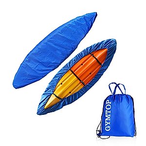 7.8-18ft Waterproof Kayak Canoe Cover-Storage Dust Cover UV Protection Sunblock Shield for Fishing Boat/Kayak/Canoe 7 Sizes [Choose Color] (Dark Blue(Upgraded), Suitable for 12.3-13.5ft Kayak)