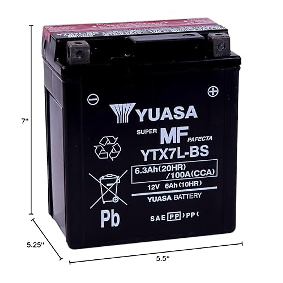 Yuasa YUAM327BS YTX7L-BS Maintenance Free AGM Battery with Acid pack