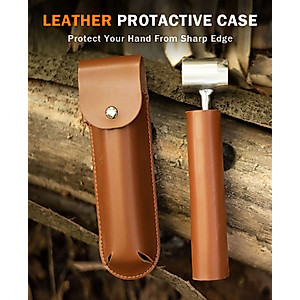 BURTOK Bushcraft Hand Auger Wrench, Heavy-Duty Scotch Eye Wood Auger, Hand Auger Wood Drill, Manual Hole Maker Multitool with Leather Case for Camping, Outdoor, Hiking