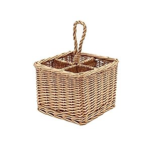 JJSQ Wicker Woven Utensil Caddy Silverware Caddy Flatware Caddy Cutlery Holder for Kitchen Dining Table, Parties - Holds Forks, Knives, Spoons,Serving Utensils