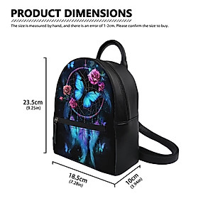 HUGS IDEA Sunshine Sunflower Skull Print Mini Leather Backpack Purse for Women Ladies with Shoulder Straps Casual Dailypacks