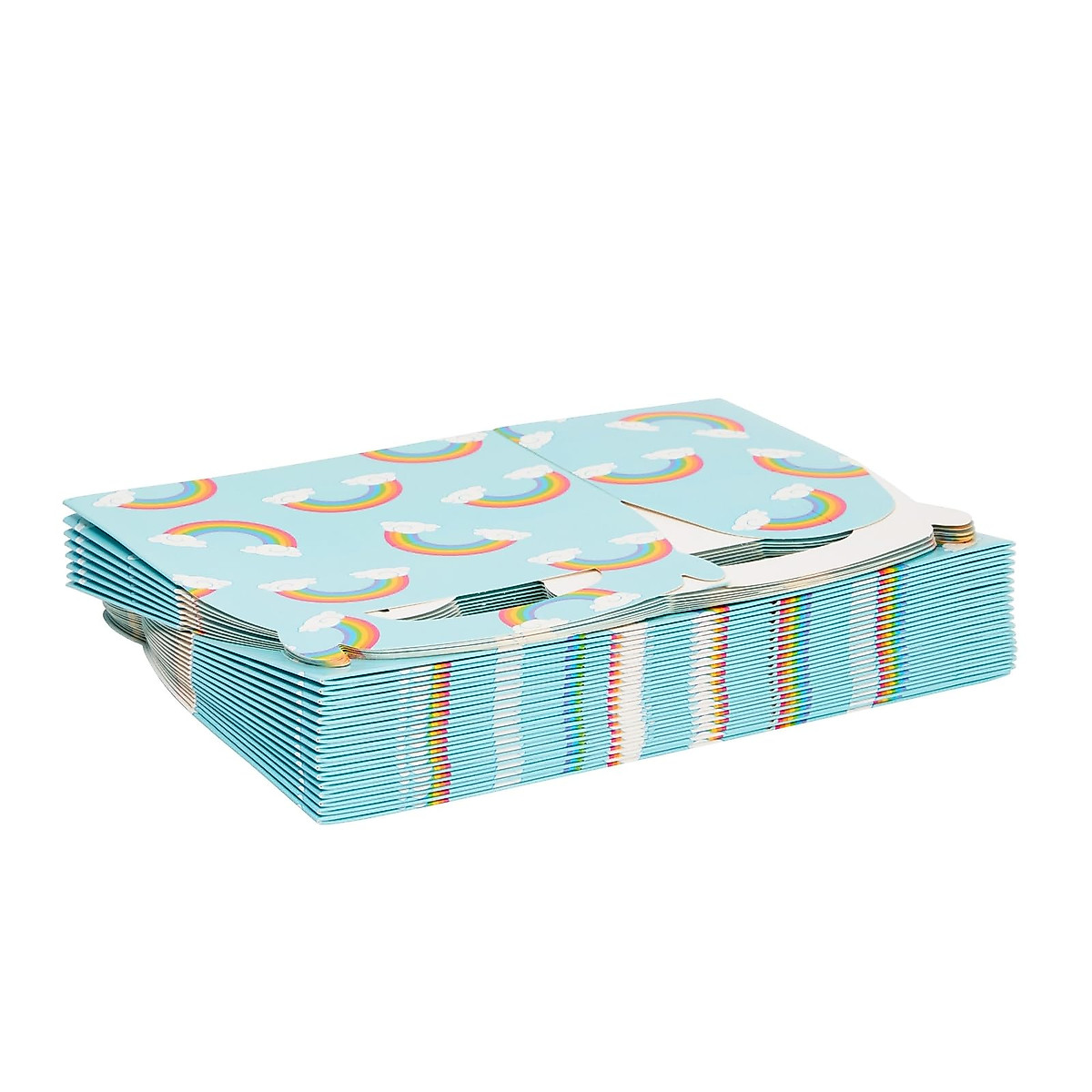 BLUE PANDA 24 Pack Rainbow Gable Boxes, Goodie Gift Box for Kids Birthday Themed Party Favors, Gifts, Treats (6.2 x 3.5 x 3.6 In)