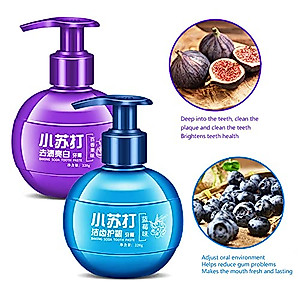 220g Instant Clean Intensive Stain Removal Whitening Toothpaste Baking Soda Blueberry Flavor Toothpaste Prevent Tooth Decay (Purple)