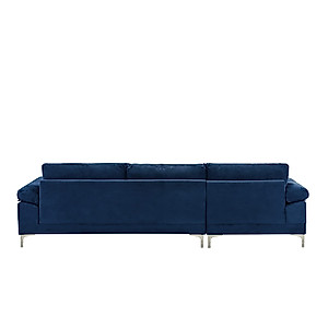 Casa Andrea Milano Modern Large Velvet L-Shape Sectional Sofa, with Extra Wide Chaise Lounge Couch