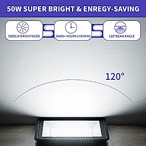 XINGSIYUELYX LED Flood Light Outdoor 50W 5000LM Daylight 5000K LED Work Light Garage Light Floodlight Security Light Waterproof IP66 for Outside Exterior Backyard Yard Garden Playground Patio