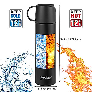 Vacuum Flask Thermos For Hot Drinks With Handle Coffee Cup Travel Mug Double Walled Sports Bottle Insulated Stainless Steel Tumblers Water Bottles Metal