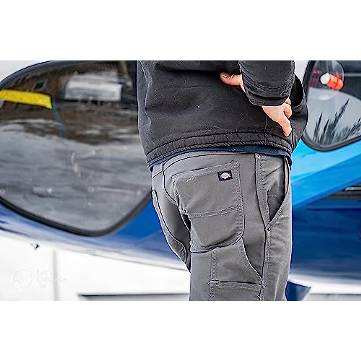 Dickies Men's Relaxed Fit Straight-Leg Duck Carpenter Jean, Slate, 34W x 30L