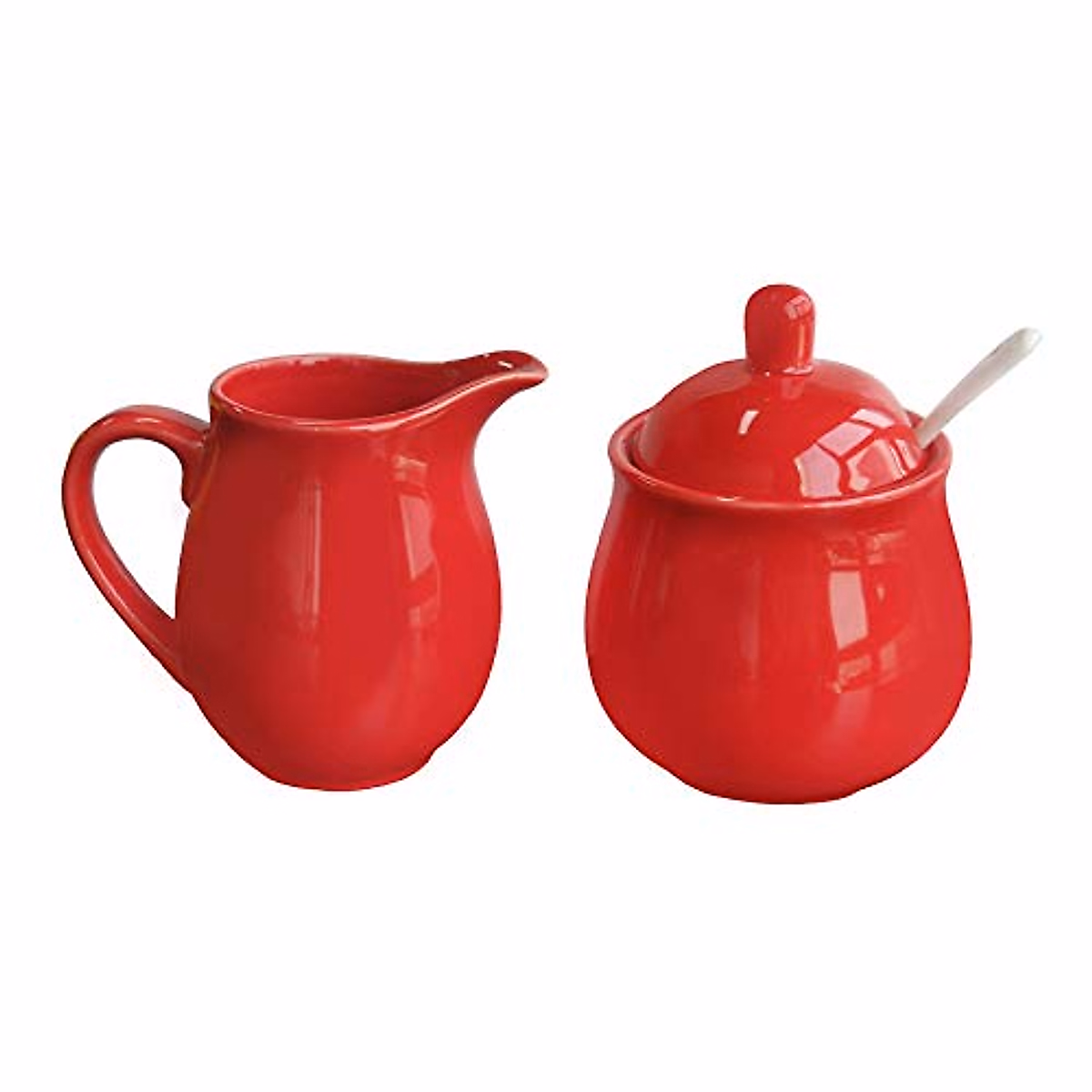 Ceramic Colorful Creamer and Sugar Set with Lid Spoon, Coffee Serving Set