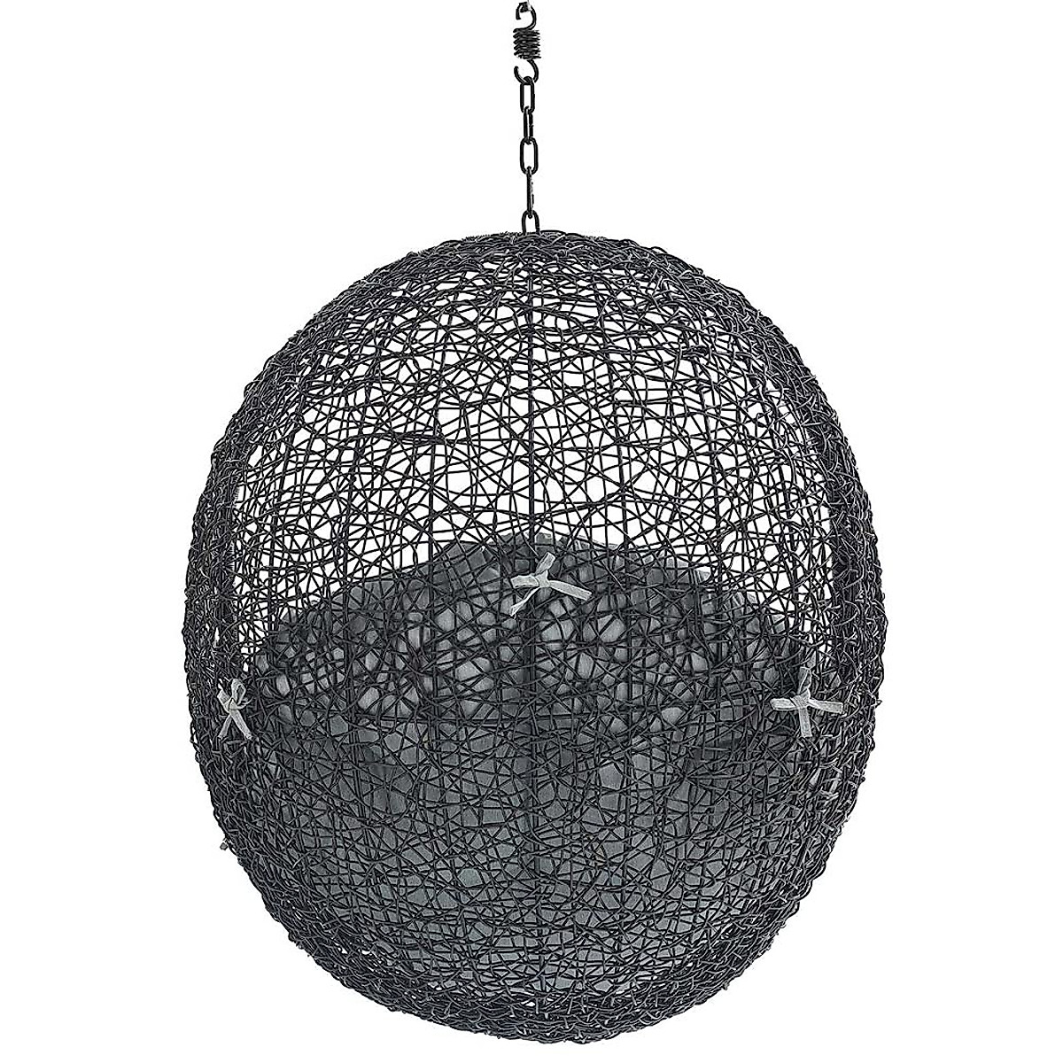 Modway EEI-3635-BLK-GRY Encase Wicker Rattan Outdoor Patio Swing Chair with Hanging Steel Chain in Black Gray