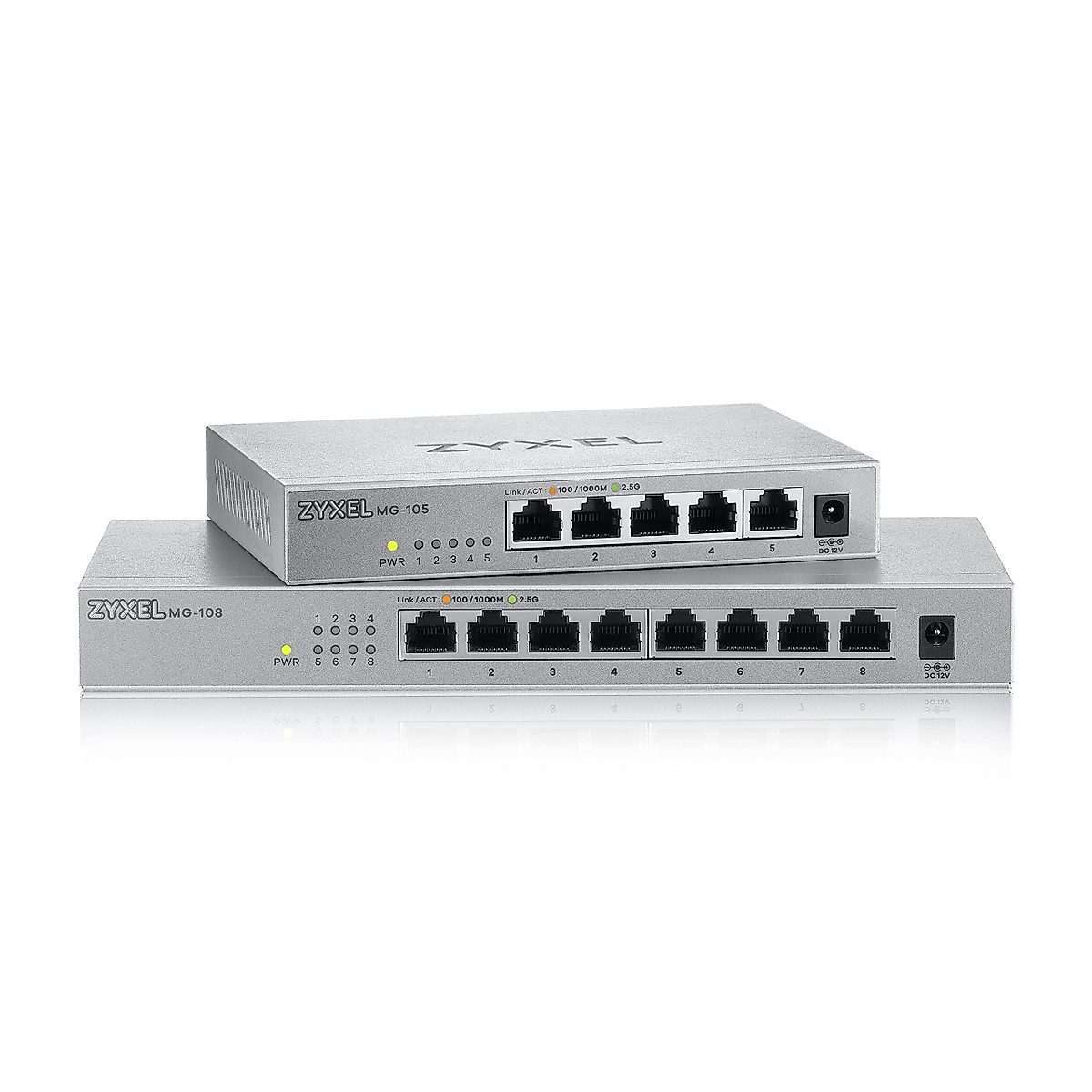 Zyxel 8-Port 2.5GbB MultiGig Ethernet Unmanaged Switch | 8 x 100/1G/2.5G Mbps Ports | Plug & Play | Metal Housing | Desktop or Wall-Mount | Ethernet Splitter MG-108