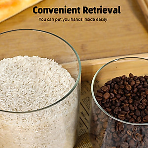 AMOTIE Set of 3 Glass Food Storage Containers with Airtight Bamboo Lid, Glass Storage Canisters, Large Glass Food Jar, Glass Flour and Sugar Containers…