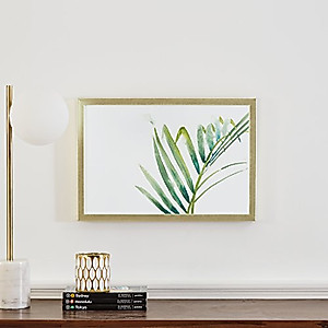 Amazon Brand – Rivet Modern Right Facing Palm Frond Leaf Print Framed Wall Art Decor - 15 x 21 Inch Frame, Wood-Tone